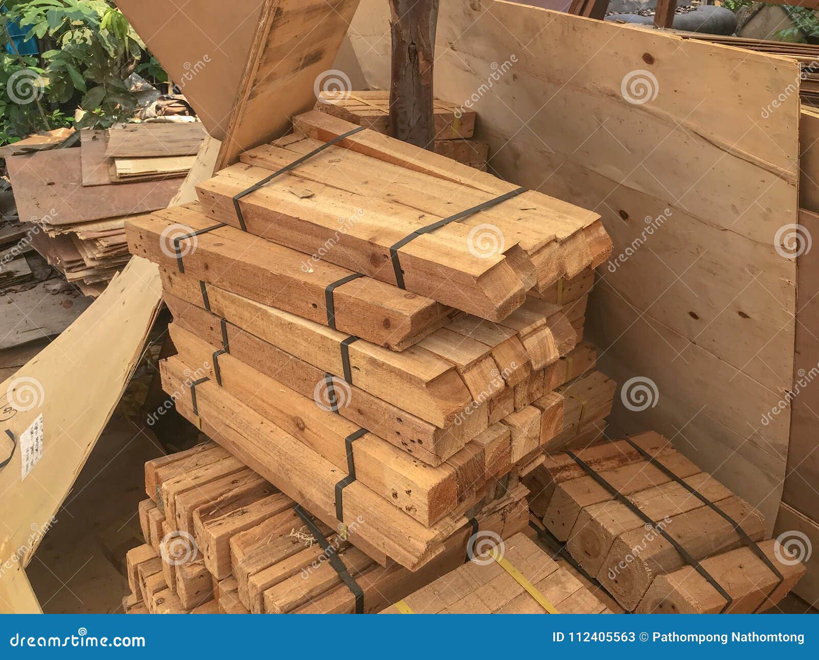 Stack of Wood in Storage Warehouse Stock Image - Image of tree ...