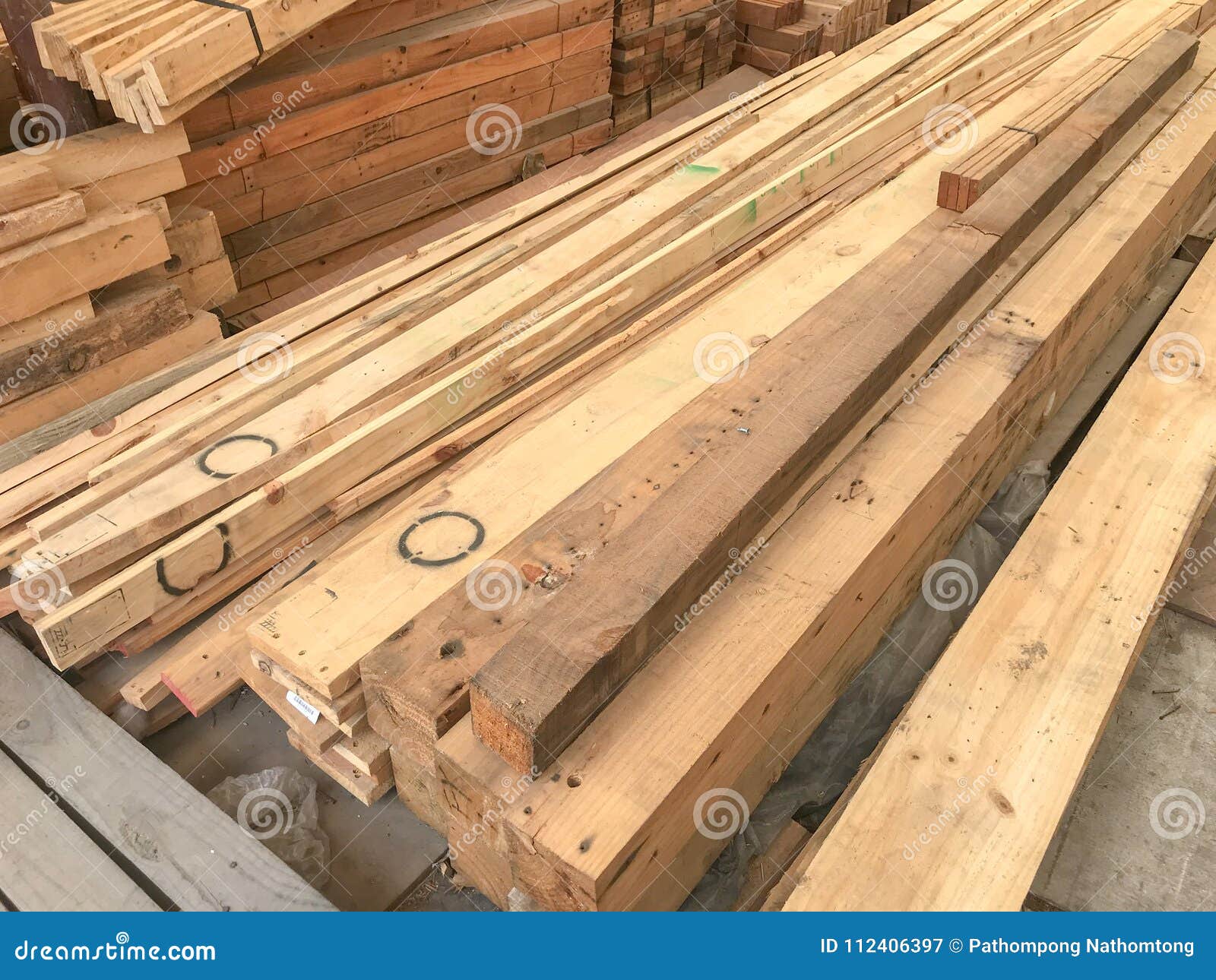Stack of Wood in Storage Warehouse Stock Image - Image of detail ...
