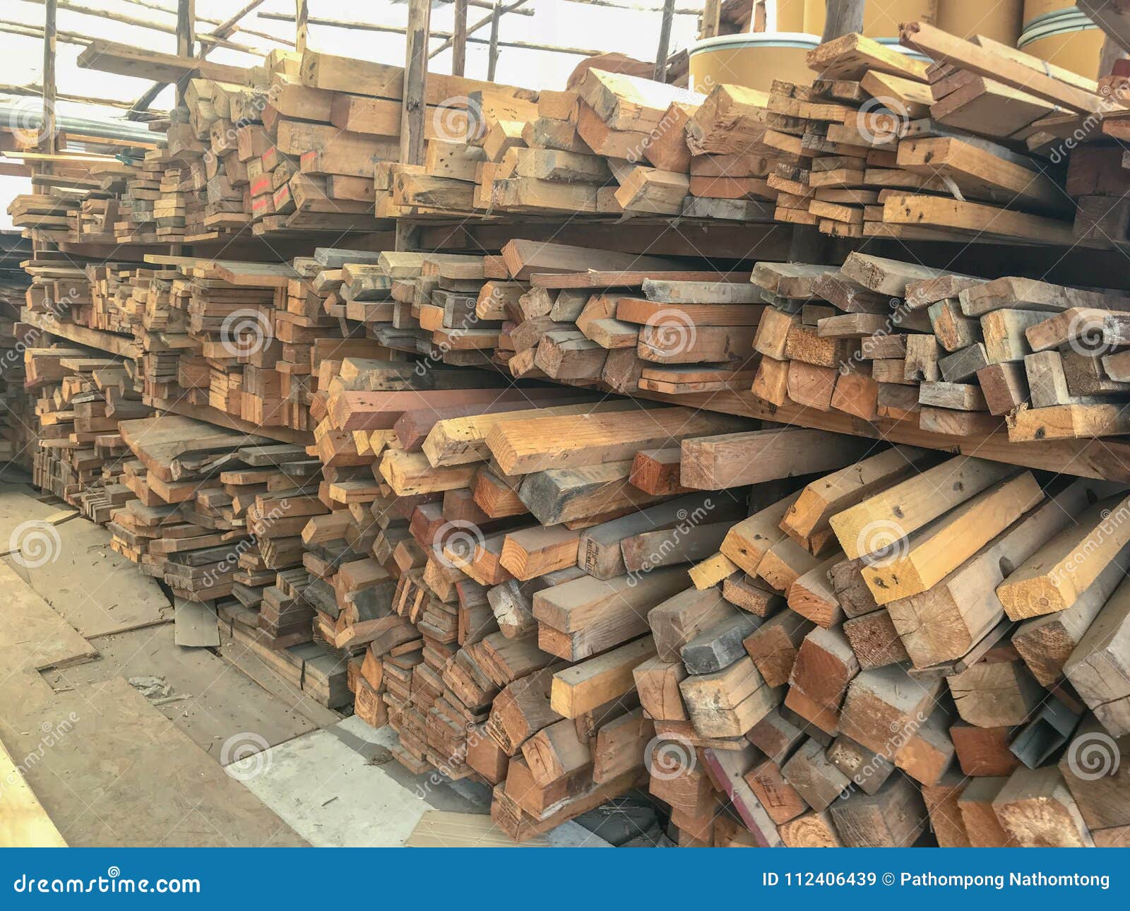 Stack of Wood in Storage Warehouse Stock Image - Image of plank, nature ...