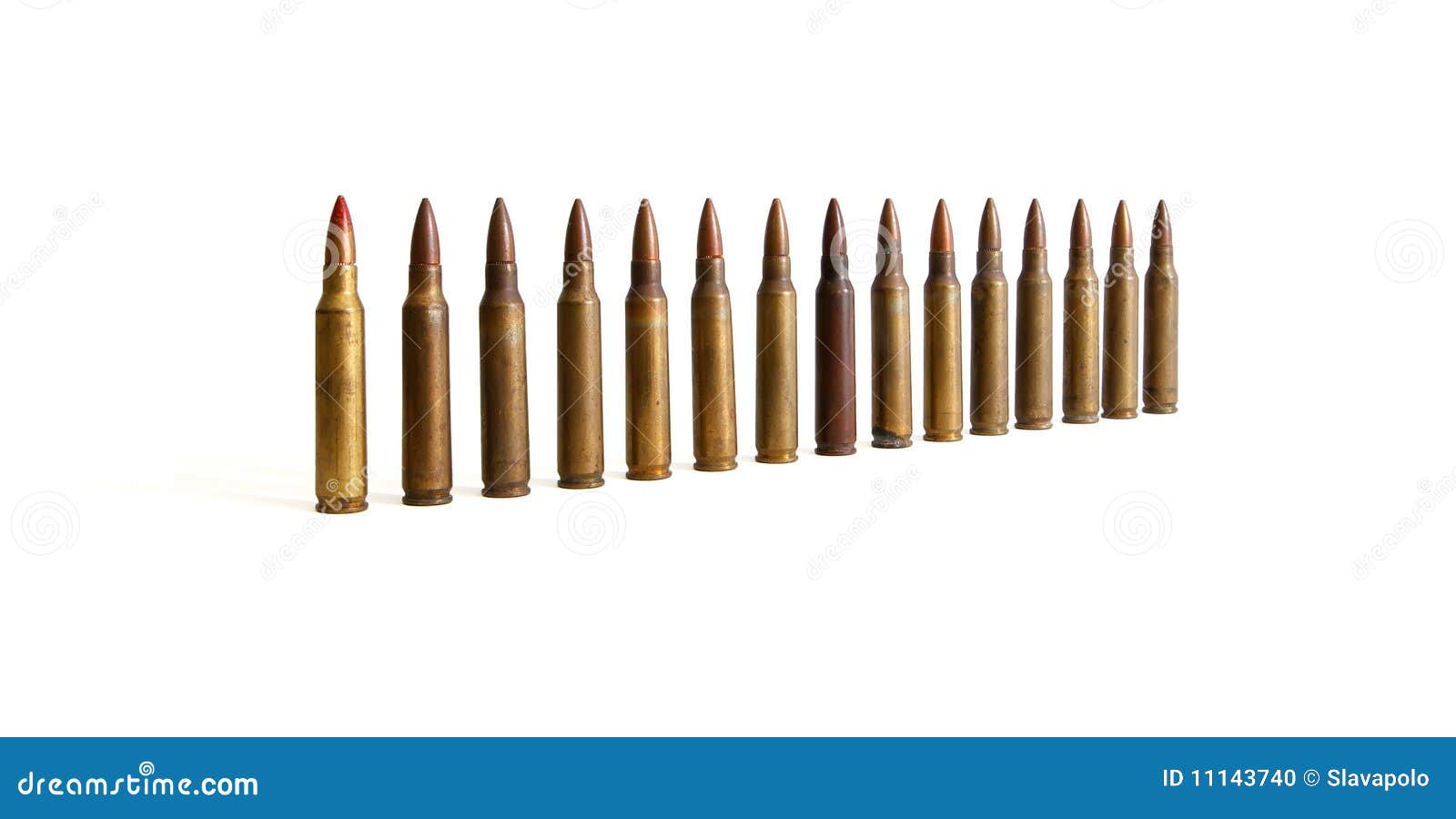 Row of Standing M16 Cartridges Isolated Stock Photo - Image of large ...