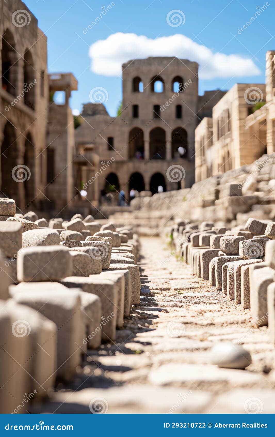 A Row of Stone Blocks in Front of an Ancient Building Stock ...