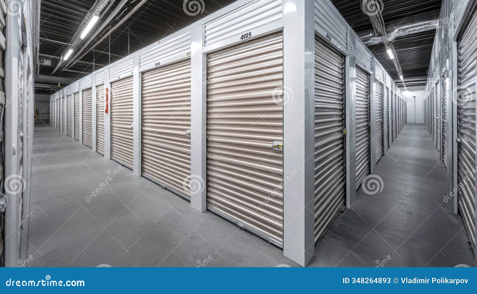 A Row of Storage Units in a Warehouse or Storage Facility, Featuring a ...