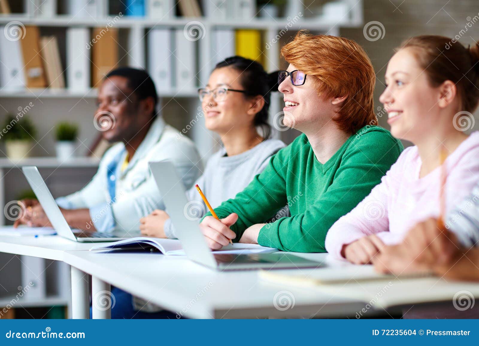 Row of students stock photo. Image of women, attention - 72235604