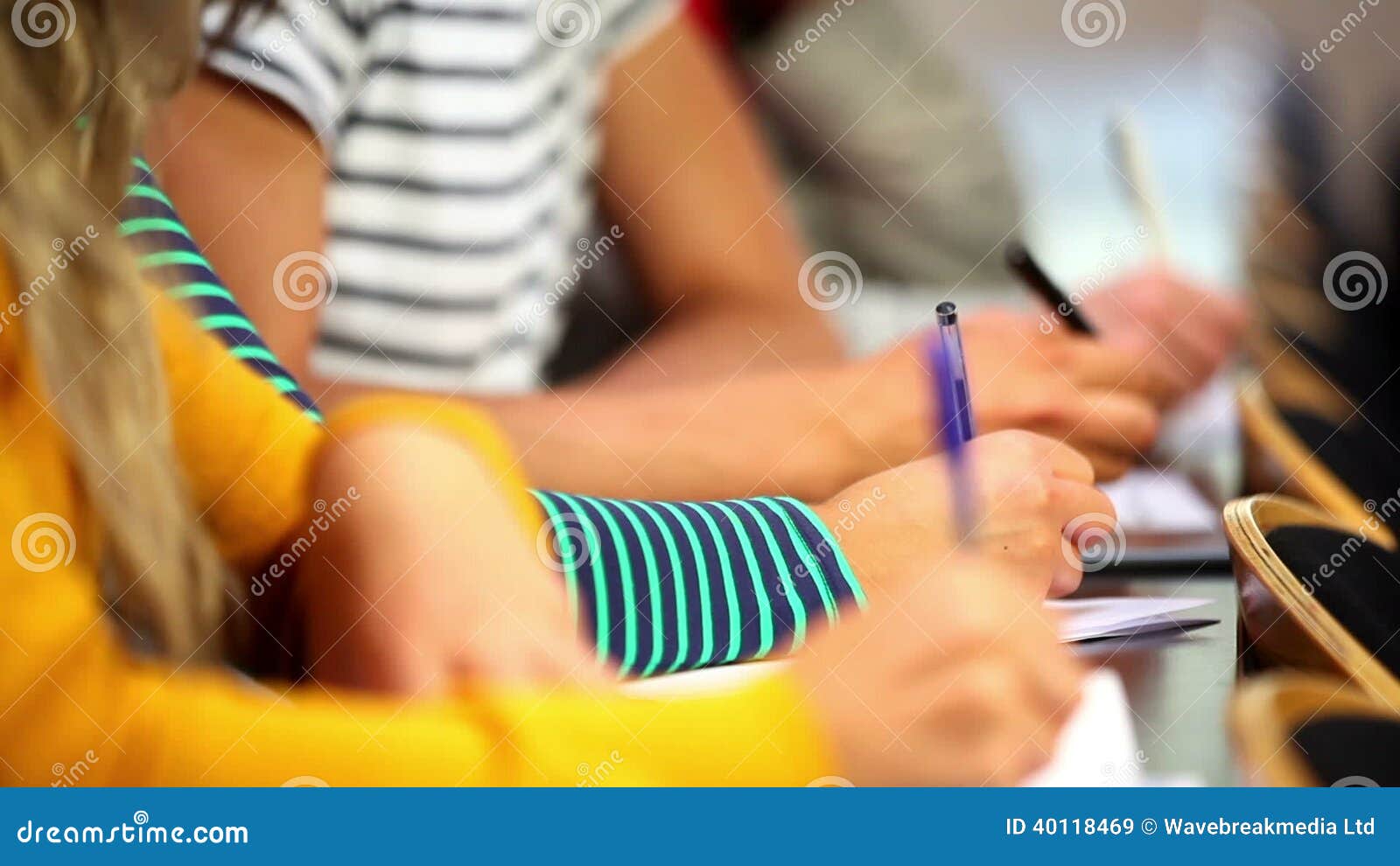 Row of Students Taking Notes in Class Stock Video - Video of class ...