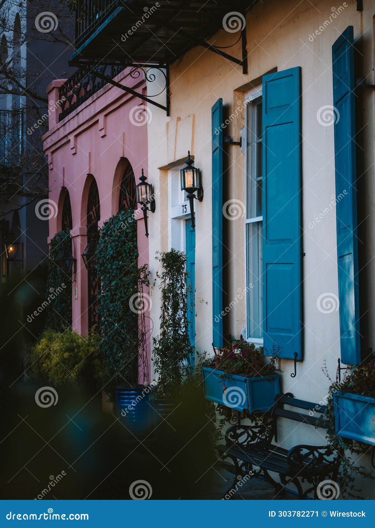 Row of Stunning Architectural Structures with Painted Facades Stock ...