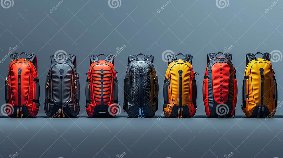 A Row of Stylish and Functional Backpacks Stock Illustration ...