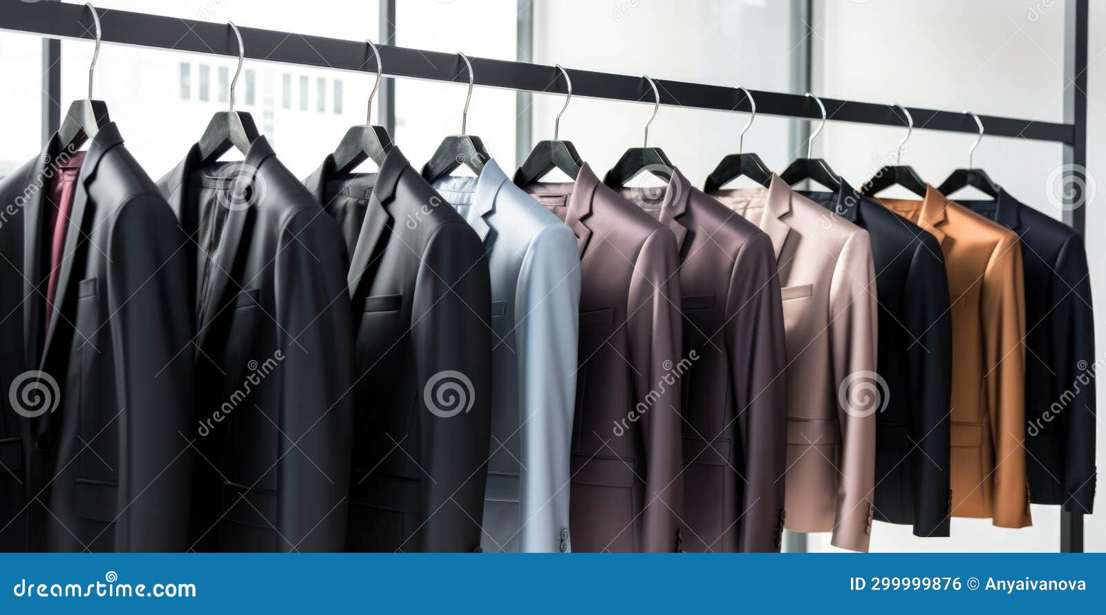 A Row of Suits Hanging on a Clothes Rack Stock Photo - Image of clothes ...