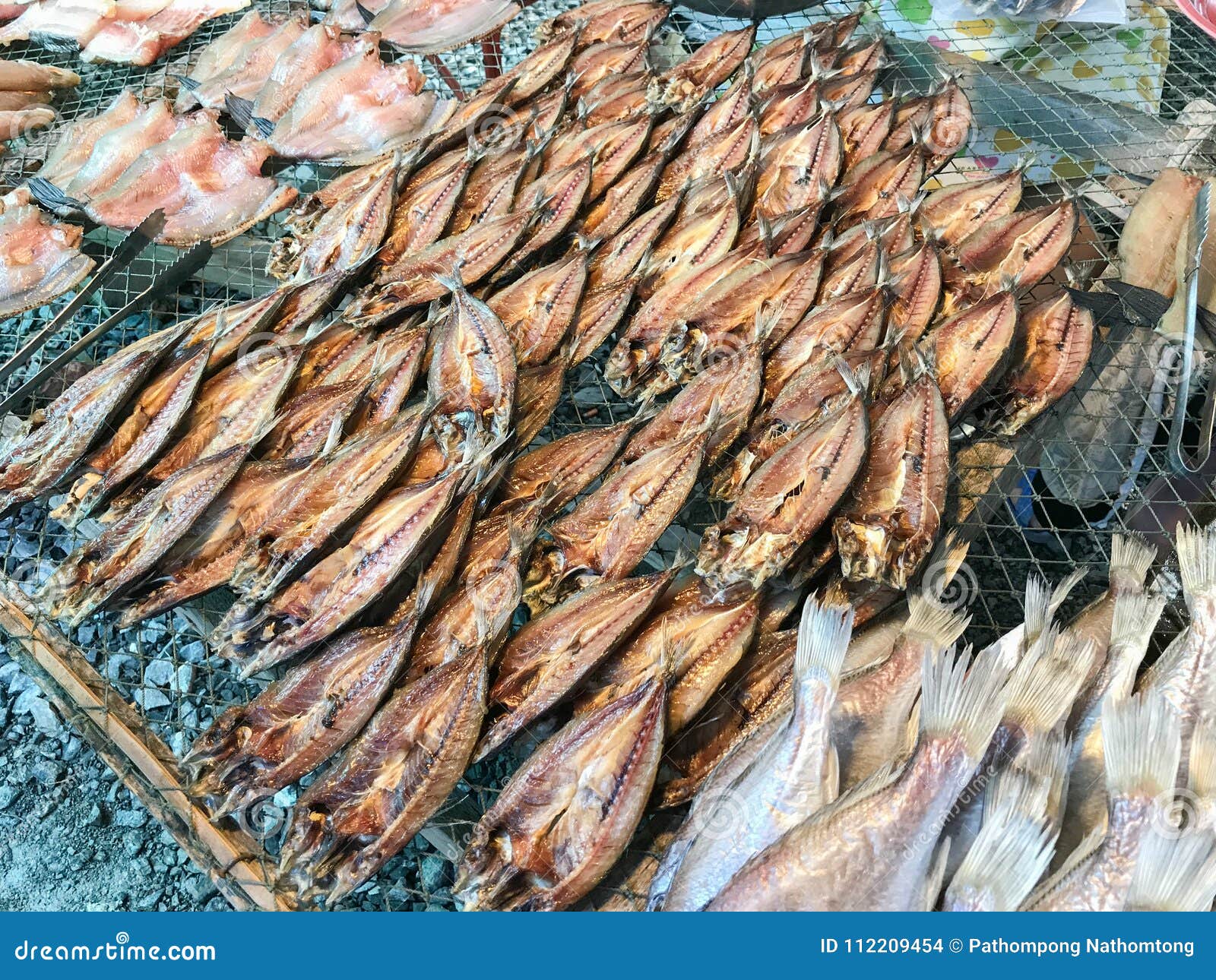 Row Sun-dried salted fish stock photo. Image of healthy - 112209454