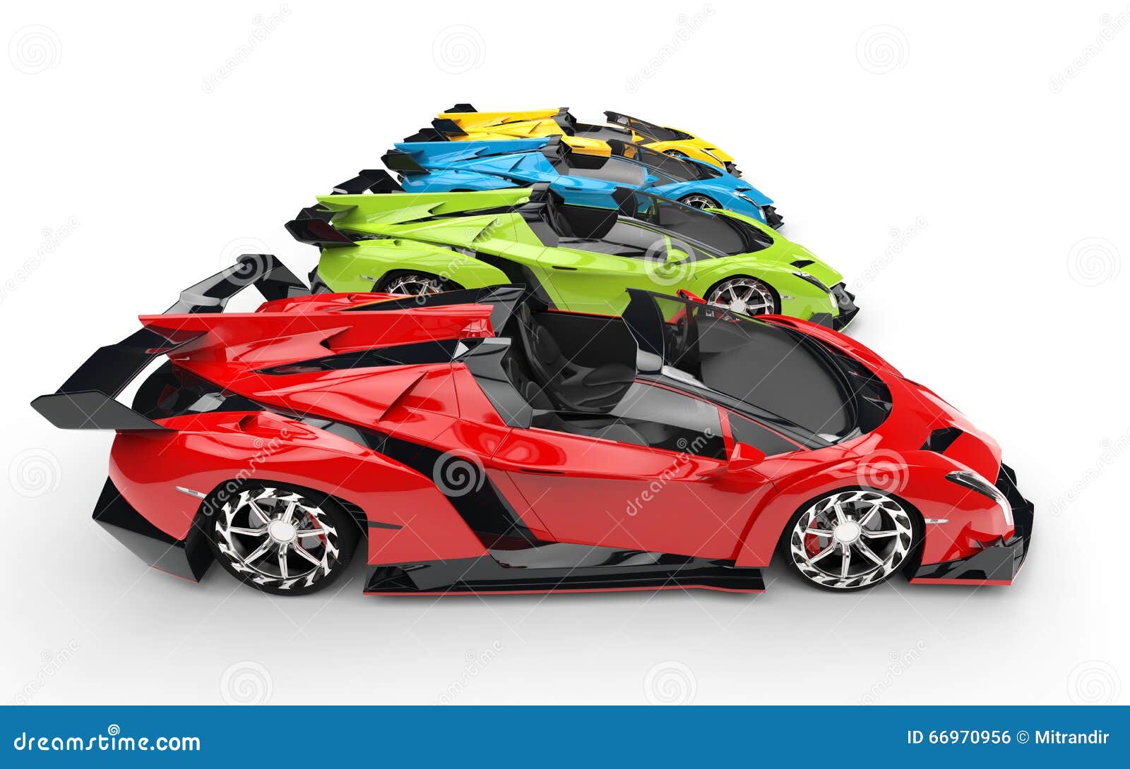 Row of Supercars - Primary Colors Stock Illustration - Illustration of ...