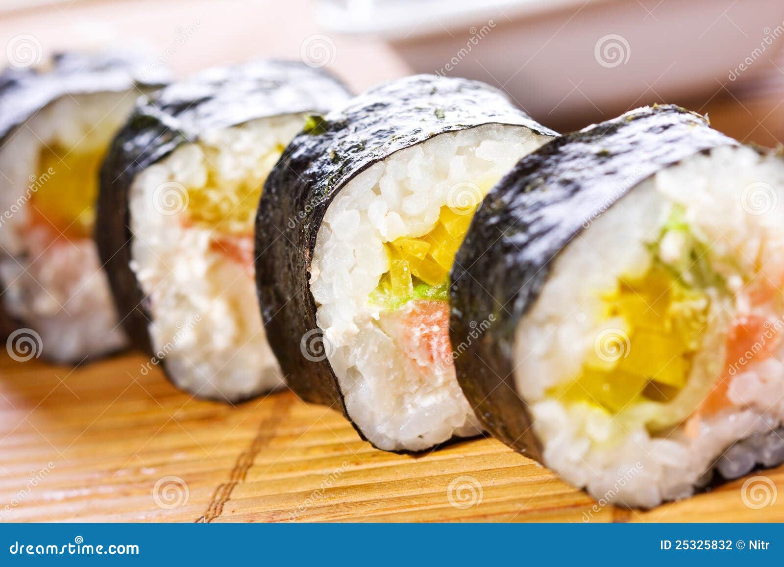Row of sushi stock photo. Image of japanese, fish, sushi - 25325832