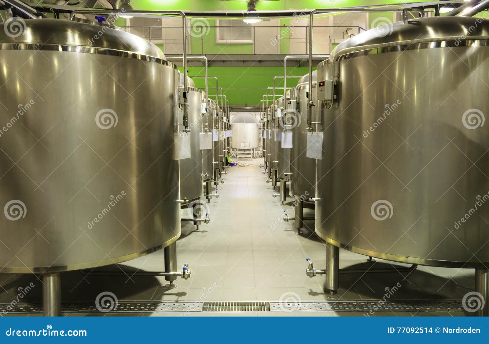 Row of Tanks in Microbrewery Stock Photo - Image of fermentation ...