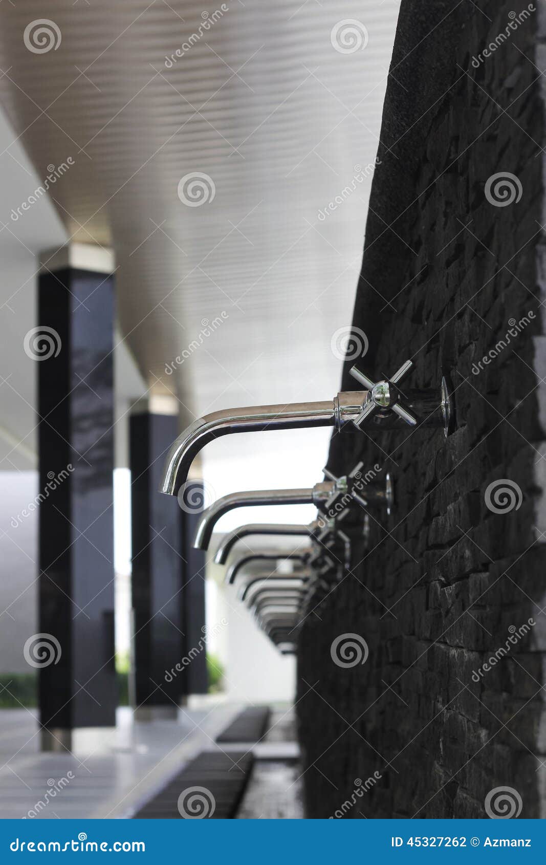 Row of taps stock photo. Image of wash, prayer, design - 45327262