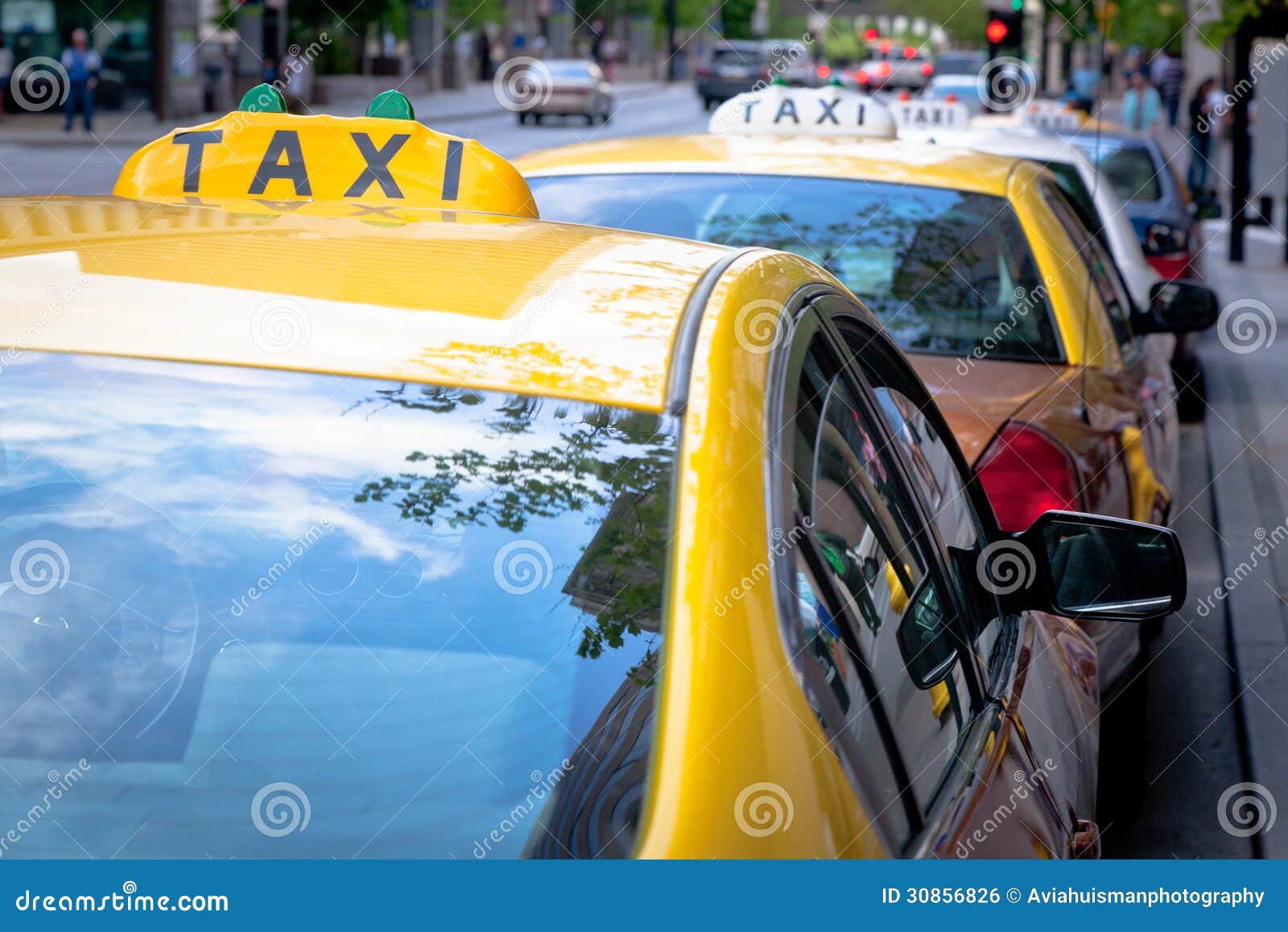 Row of Taxi Cabs stock photo. Image of carry, empty, clean - 30856826