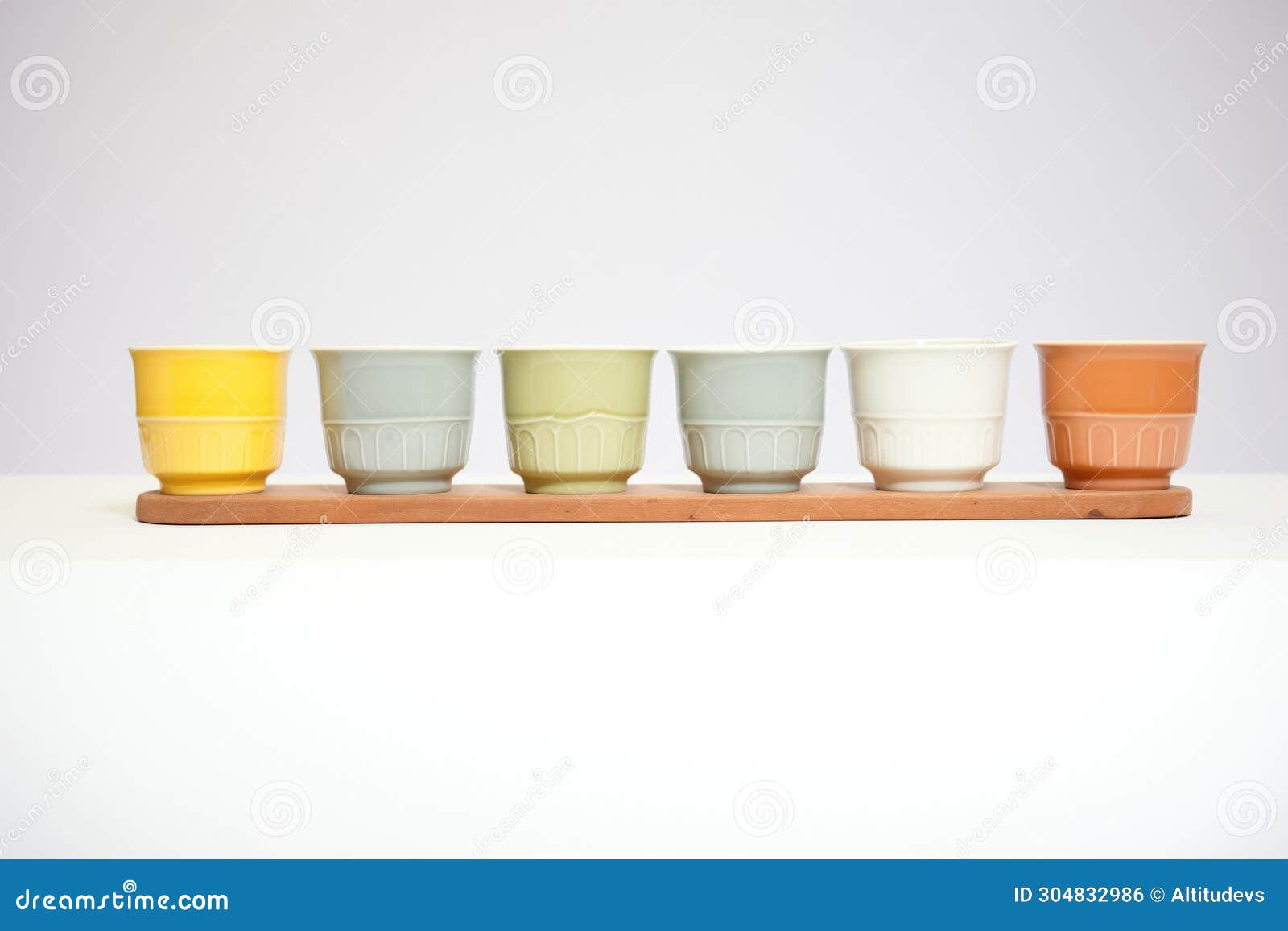 Row of Tea Cups with Different Tea Colors, Side View Stock Photo ...