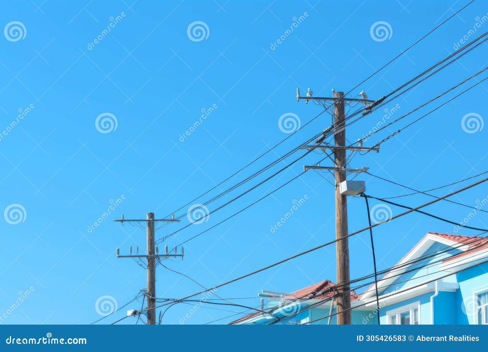 A row of telephone poles stock illustration. Illustration of steel ...