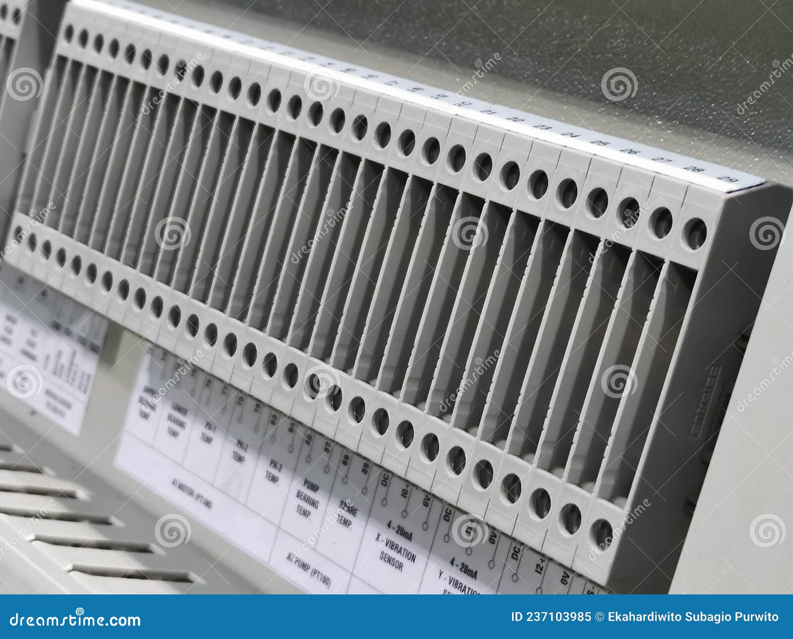 A Row of Terminal Block with Tagging. Stock Image - Image of electrical ...