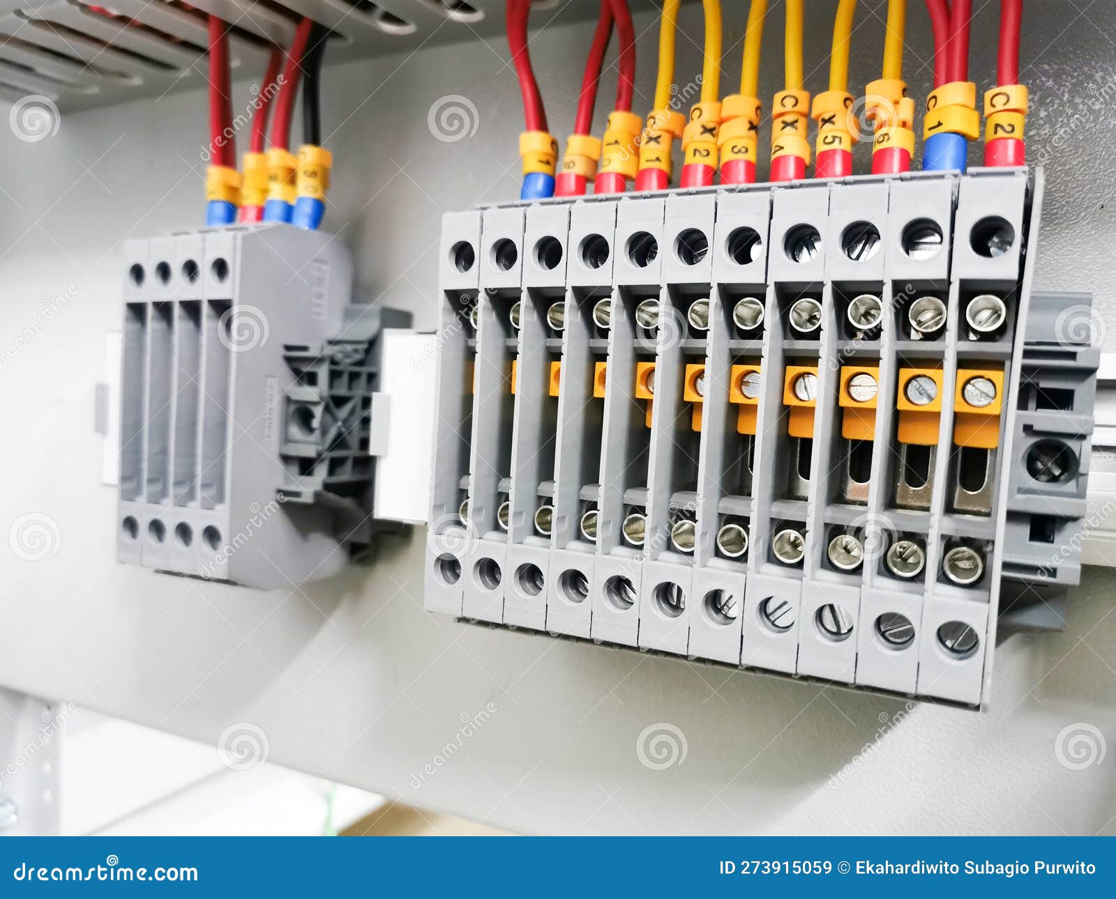 A Row Of Terminal Blocks In Electrical Cabinet Stock Image Image Of