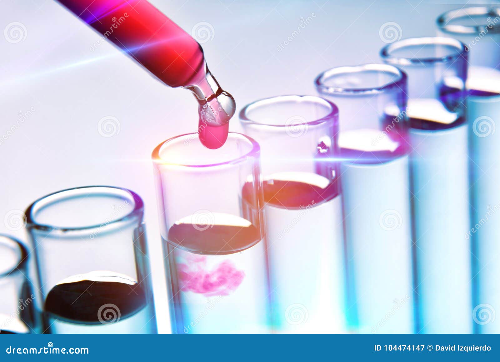 Row of Test Tubes and Dropper with Red Solution Stock Image - Image of ...