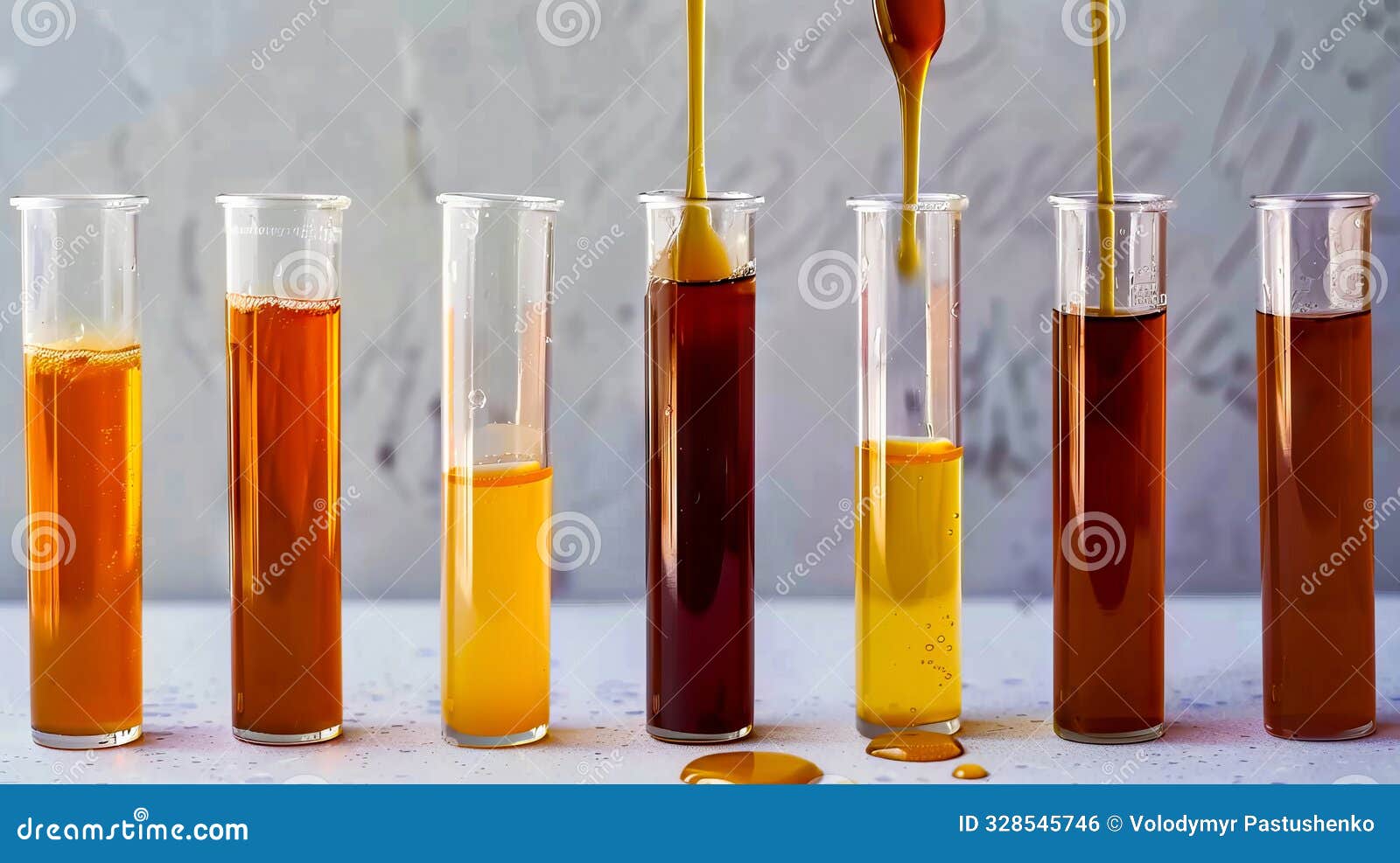 A Row of Test Tubes Filled with Different Types of Liquid Stock Photo ...
