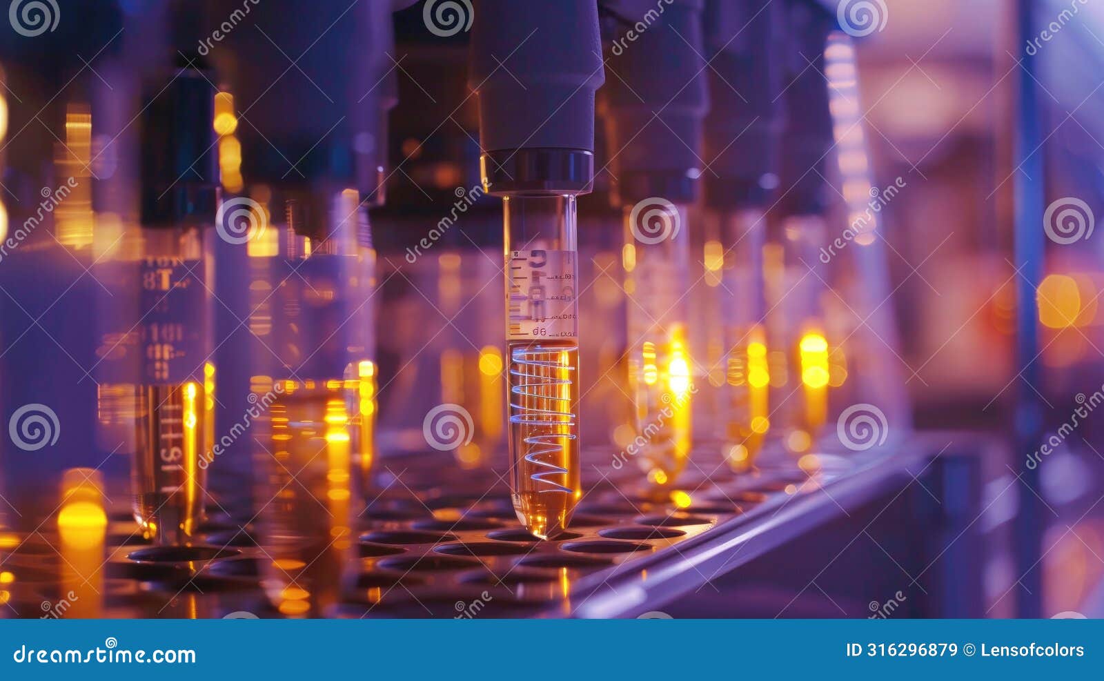 A Row of Test Tubes with a Yellow Liquid Inside. the Tubes are Labeled ...