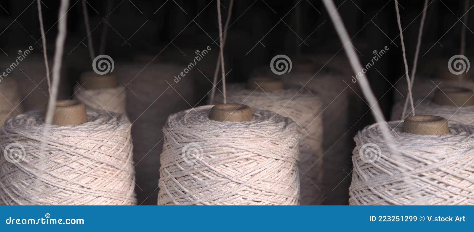 Row of Textile Threads Industry . Stock Image - Image of industrial ...