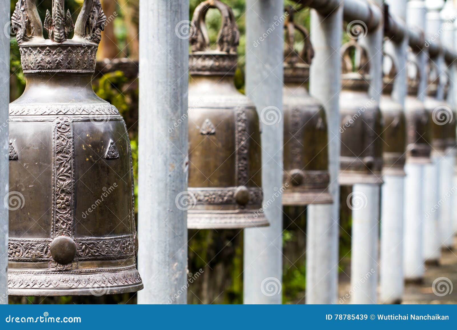 Row of Thai style bells stock image. Image of worship - 78785439