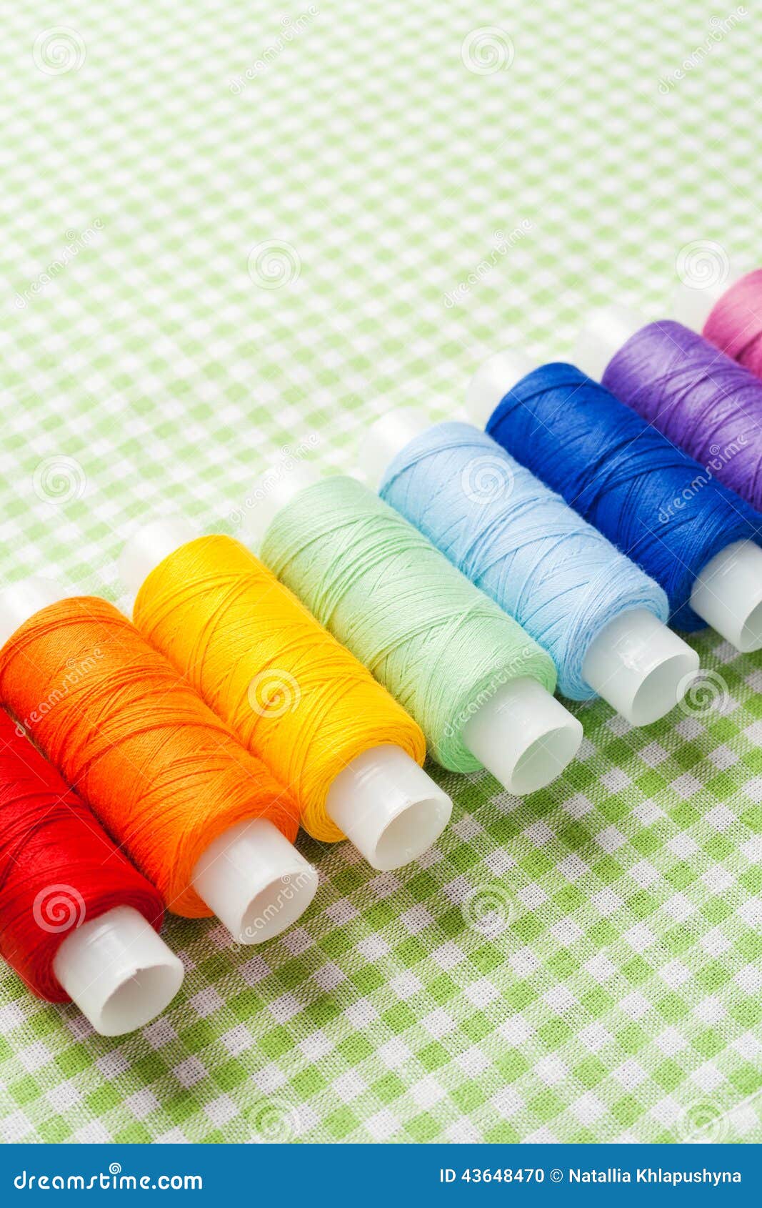 Row of Thread Spools in Rainbow Colors Stock Photo - Image of hobby ...