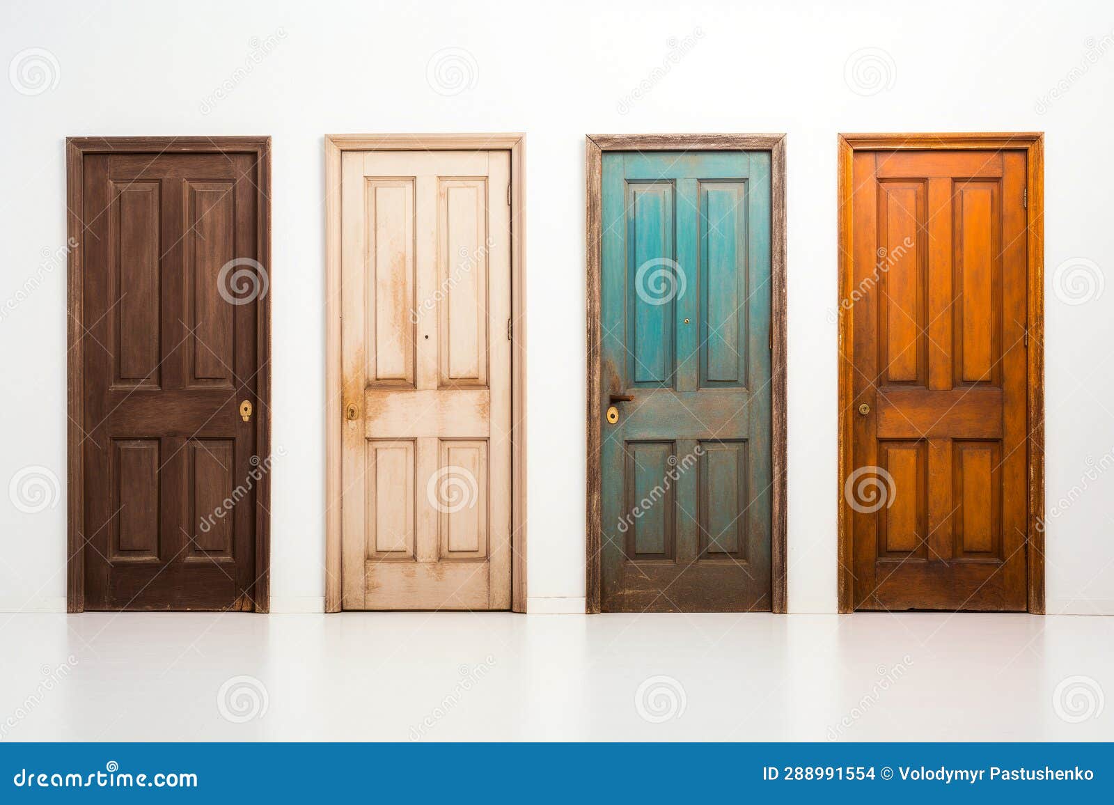Row of Three Doors with Different Colors on Them in Room. Generative AI ...