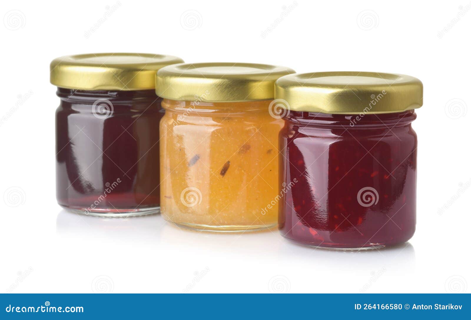 Three jars of various jam stock photo. Image of currant - 264166580