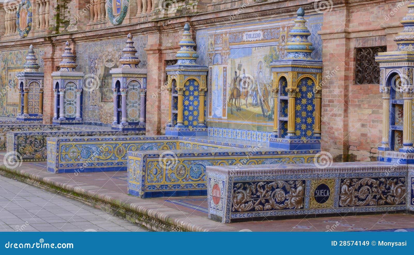 Row of tiles benches stock image. Image of tiles, architecture - 28574149