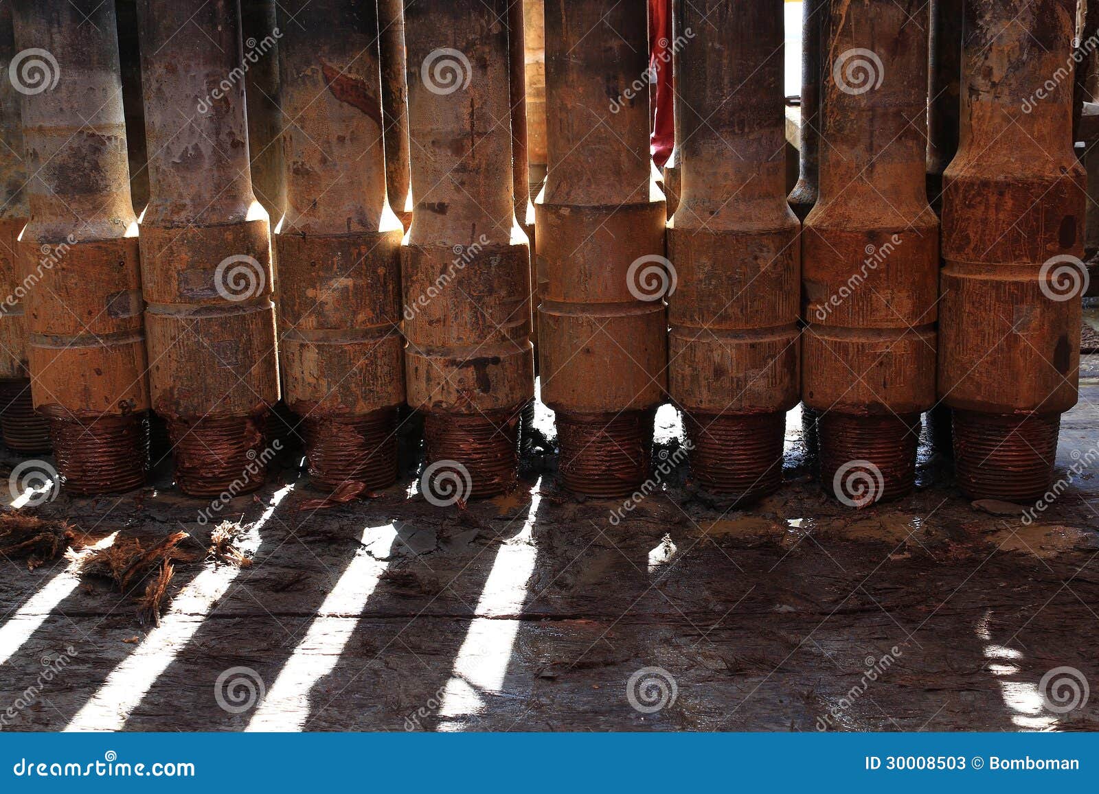 Row of Tool Joint at Pin End of Drillpipe Stock Image - Image of deck ...