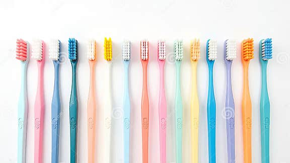 A Row of Toothbrushes in Various Colors Stock Illustration ...