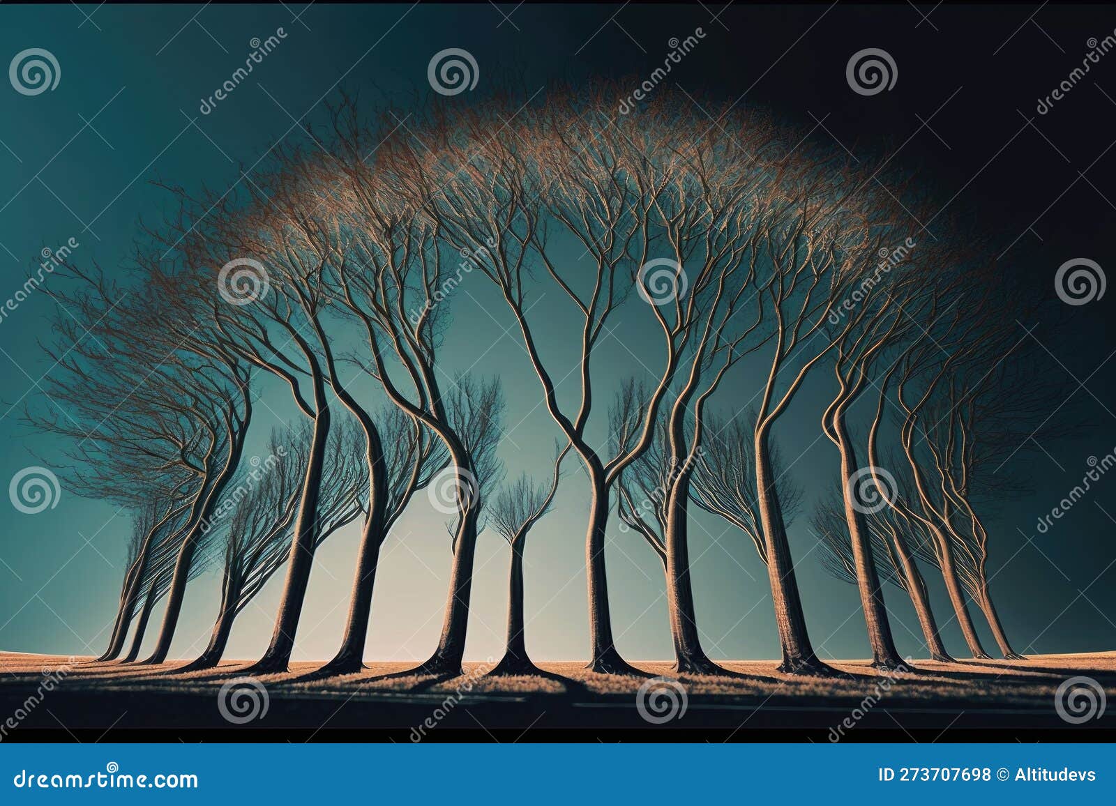 Row of Towering Trees with Their Branches Reaching To the Sky, Casting ...