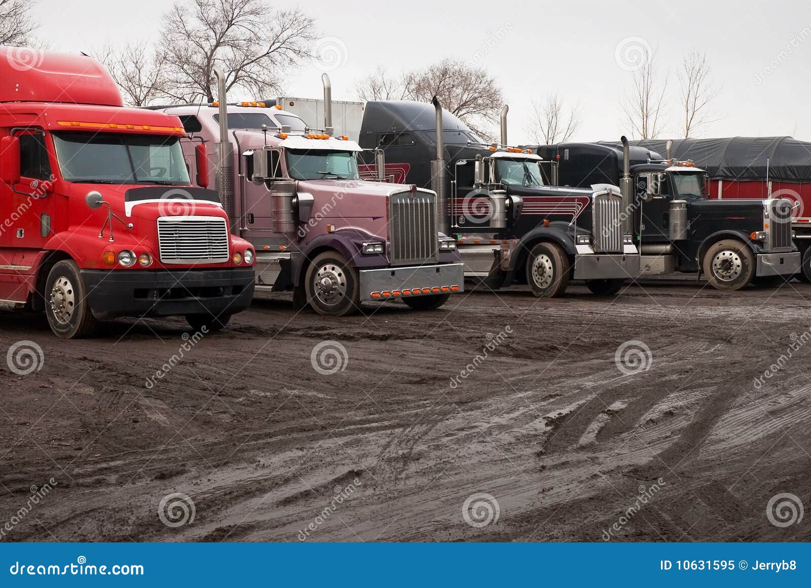 Row of Tractor Trailers stock image. Image of colors - 10631595