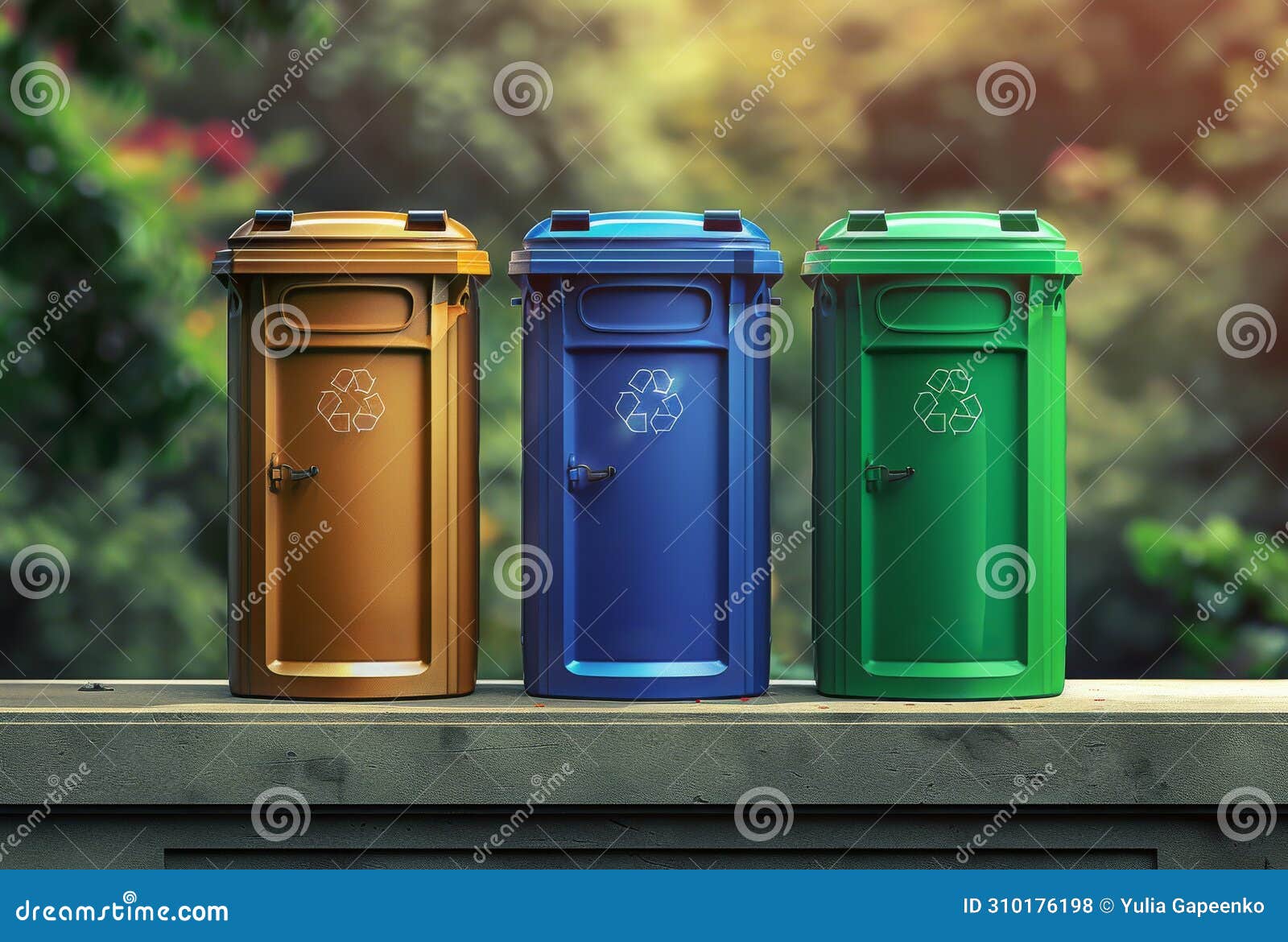 Row of Trash Cans stock photo. Image of metal, environment - 310176198