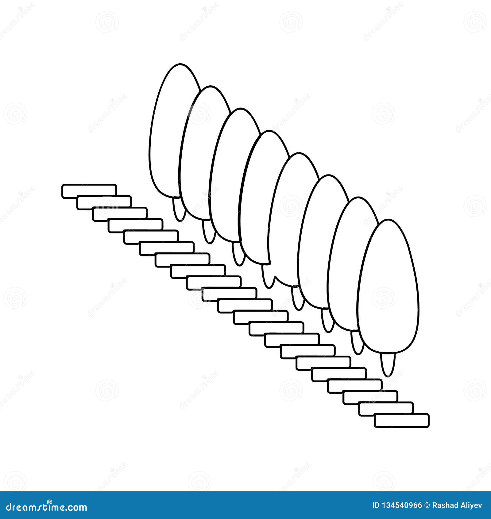 A Row of Trees by the Stairs Icon. Element of Park and Landscape for ...