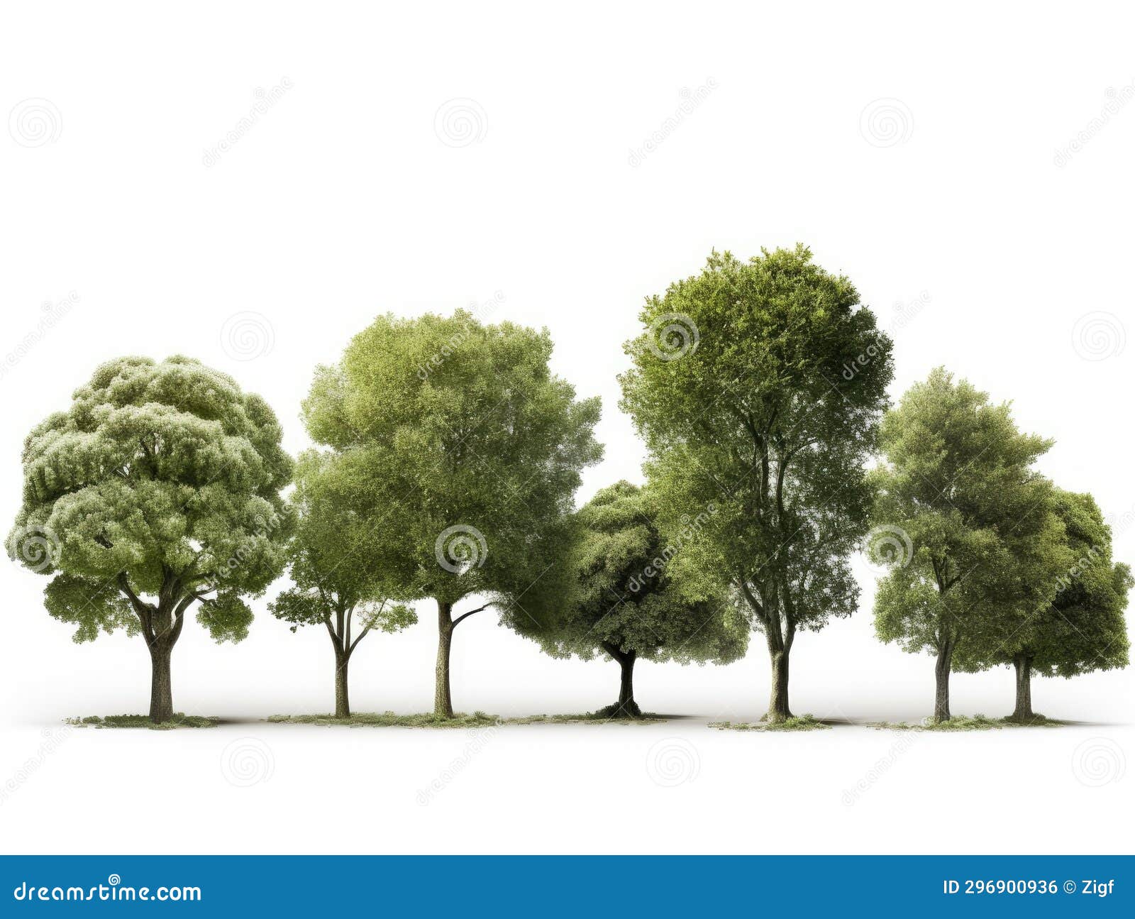 Row of Trees on a White Background Stock Illustration - Illustration of ...