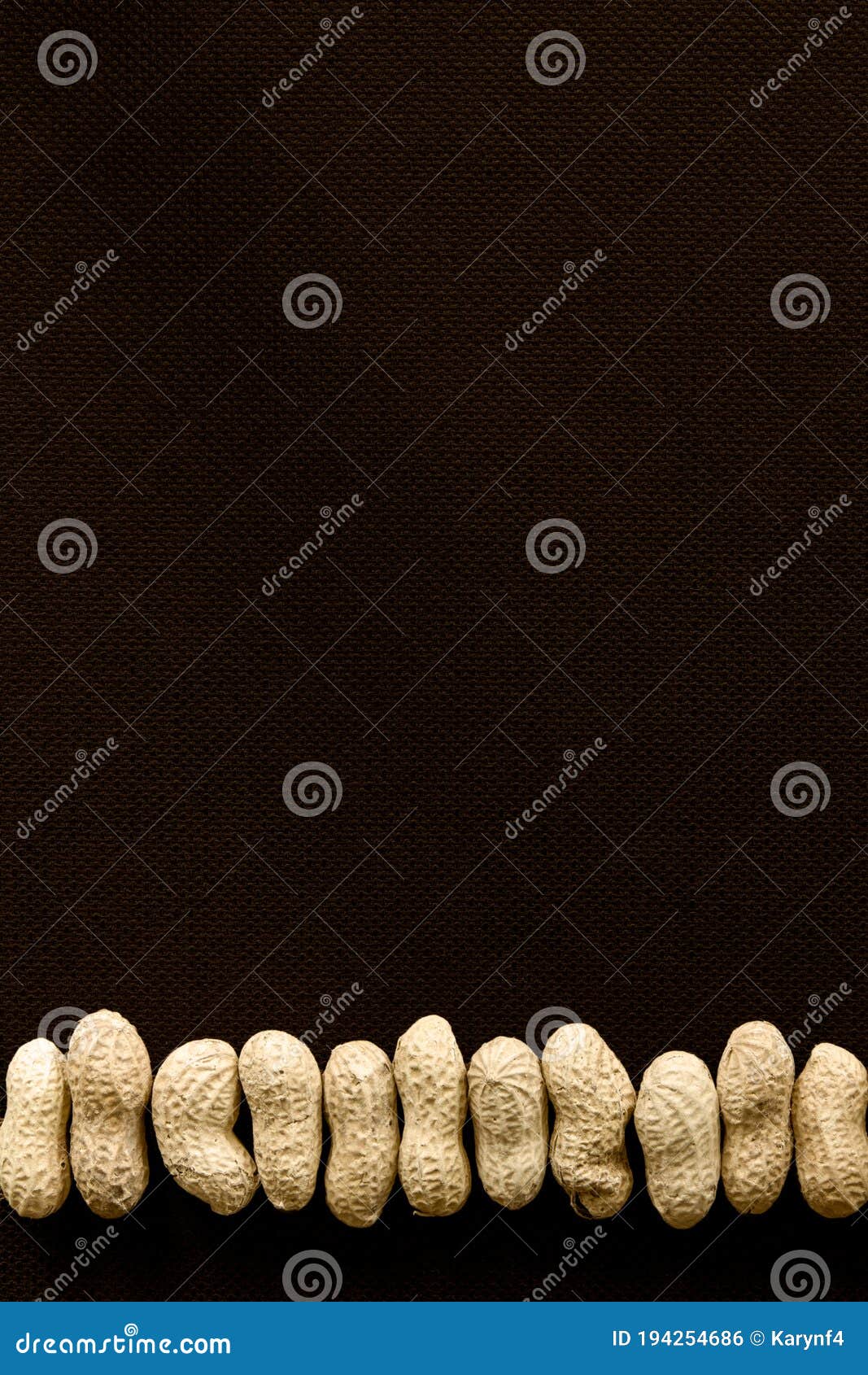 A Row of Unique Peanuts in the Shell on Dark Cloth Stock Photo - Image ...