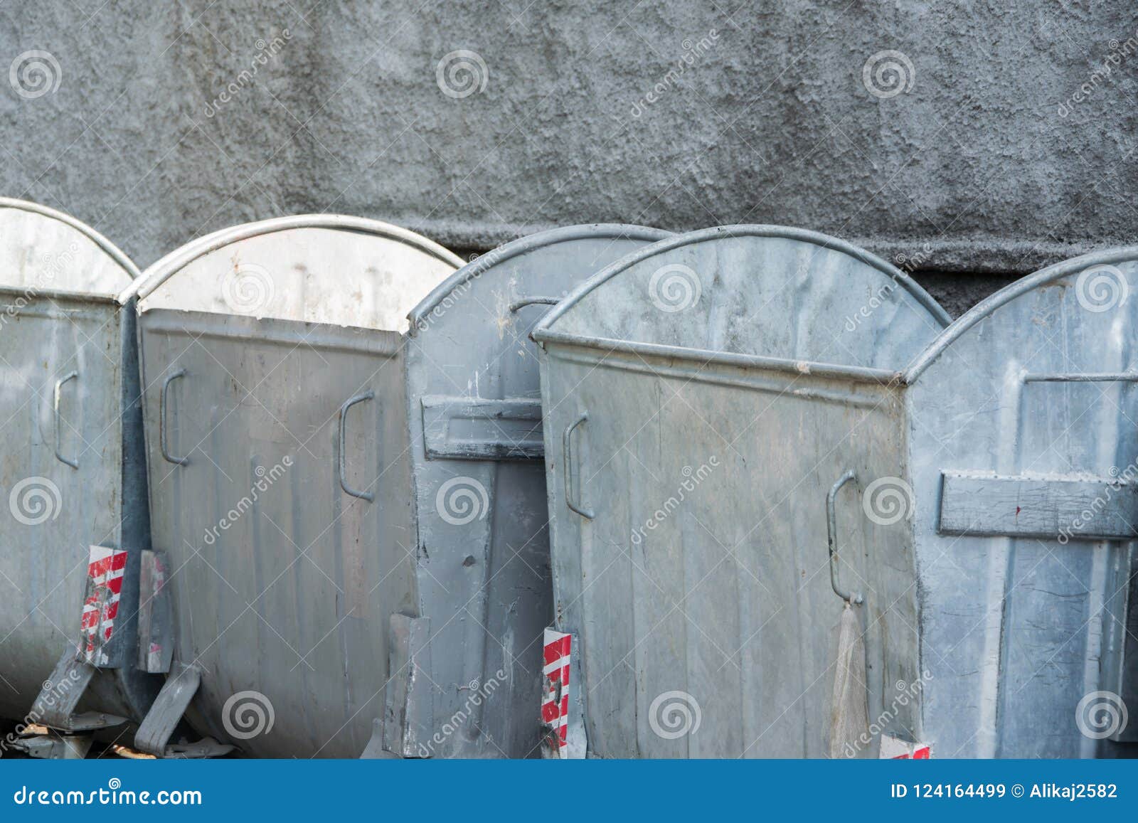 Row of Urban Steel Containers for Garbage Stock Image - Image of ...