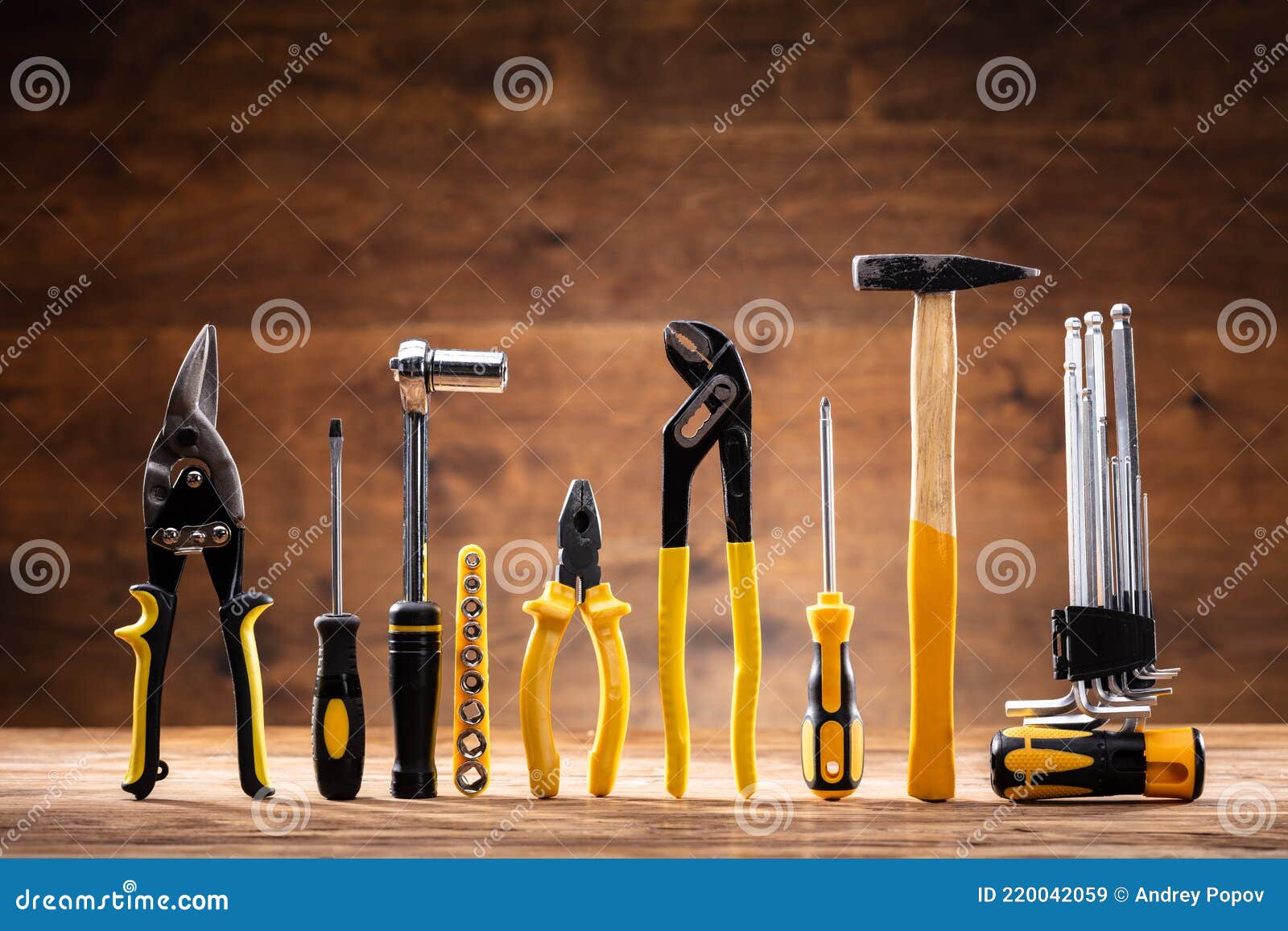 Row of Various Worktools stock image. Image of carpenter - 220042059