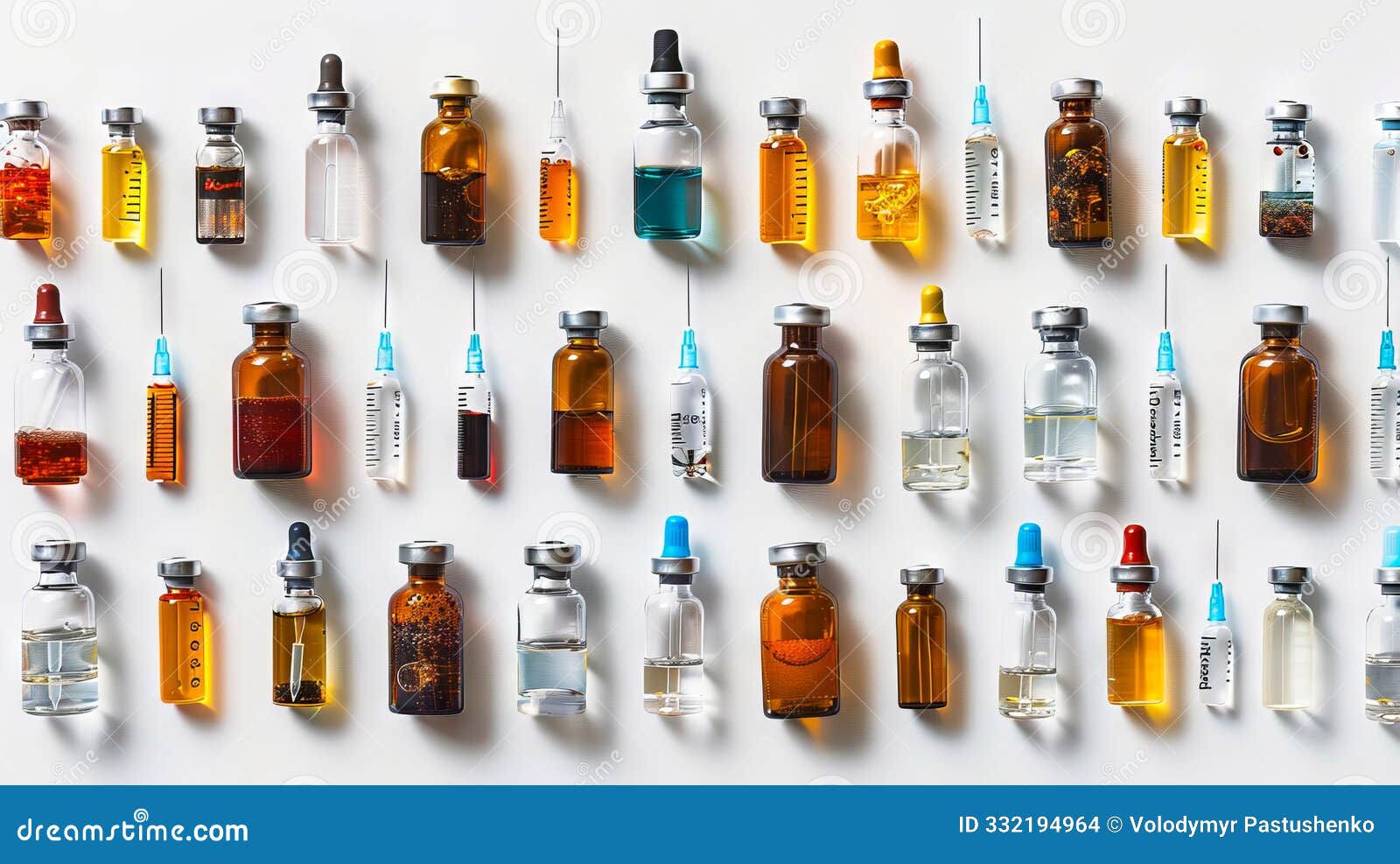 A Row of Vials Filled with Different Types of Medicine Stock Photo ...