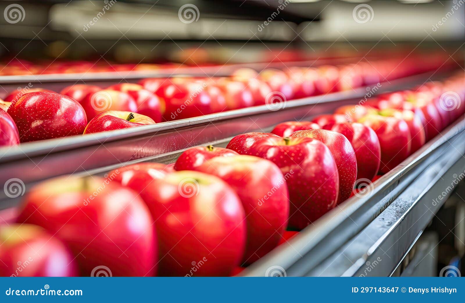 Row of Vibrant Apples on a Moving Conveyor Belt Stock Illustration ...