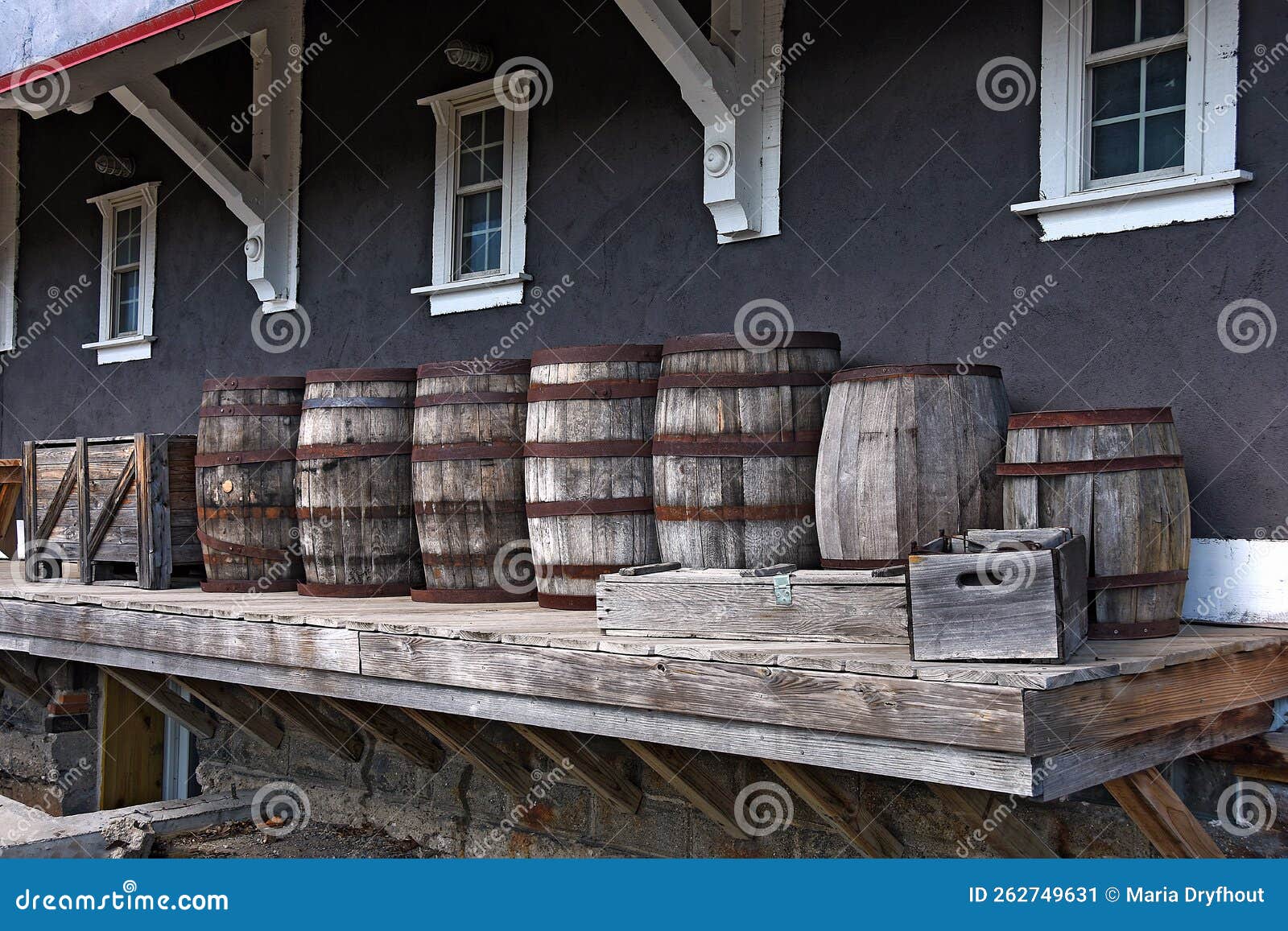 Row of Vintage Barrels stock image. Image of retro, cask - 262749631