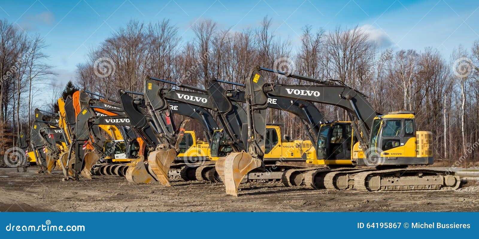 Row of Volvo Loader Excavator Editorial Photography - Image of hammers ...