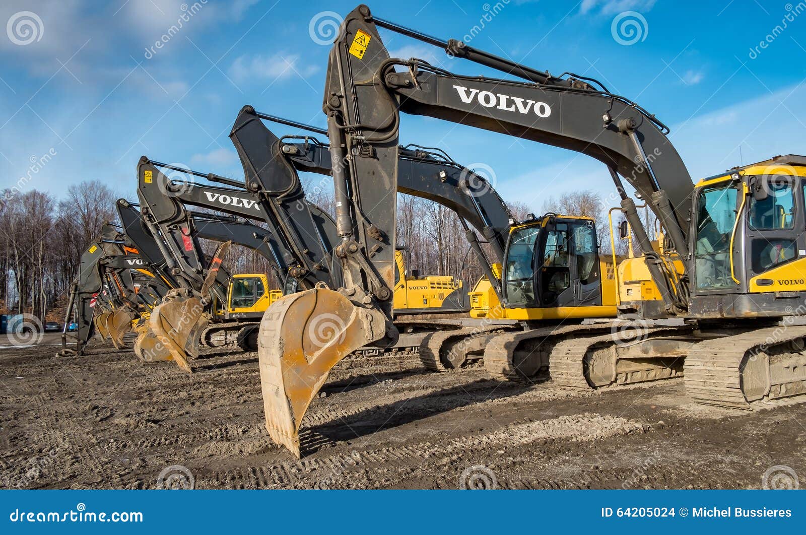 Loader Excavator, Bulldozer And Roller Work On Construction Site ...