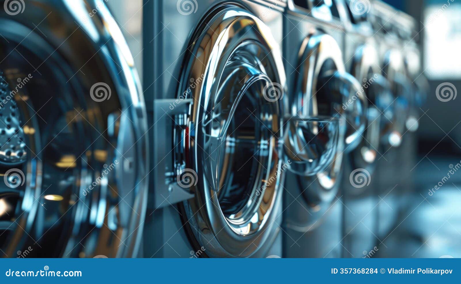A Row of Washing Machines in a Laundry Room or Facility Stock Photo ...
