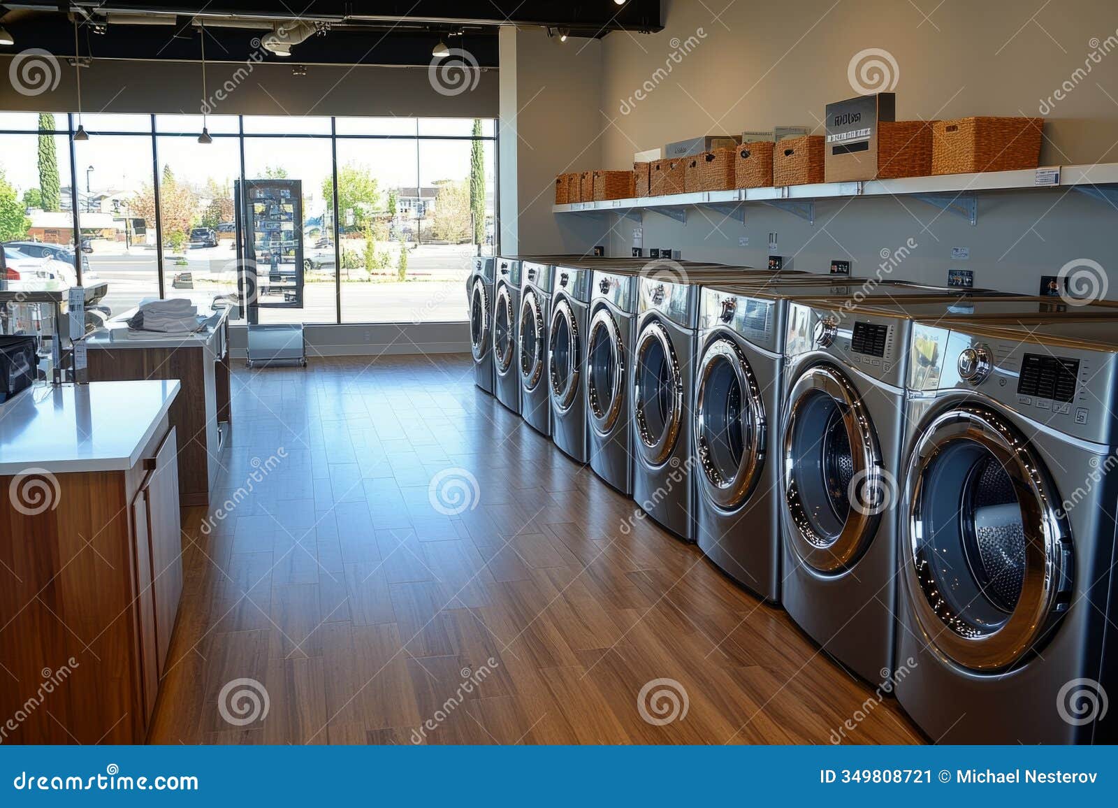 Row of Washing Machines Standing in the Store Stock Image - Image of ...