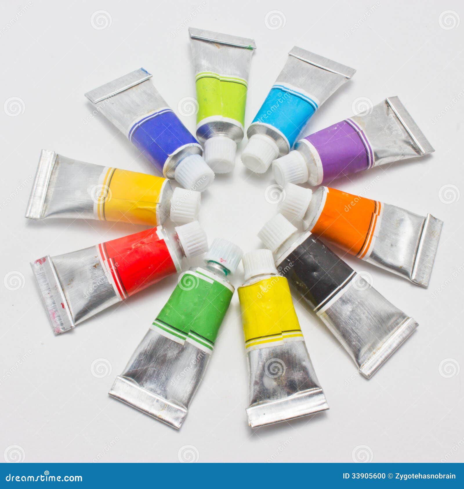Row of water color tubes. stock photo. Image of coloring - 33905600