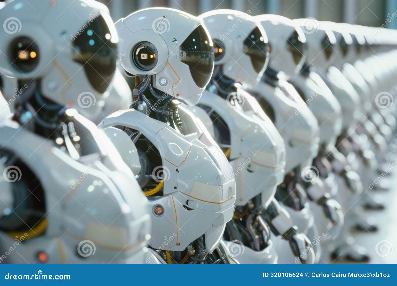 Row of Well-organized Robots Impress or Awe with Their Ability To ...