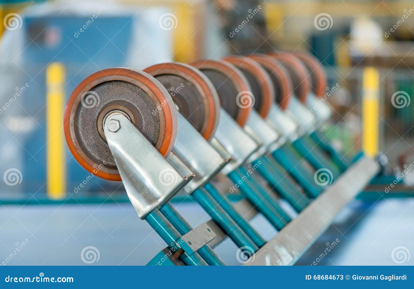Row of Wheels, Industrial Spinning Wheel. Stock Image - Image of ...